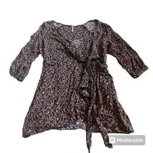 Free People | Dresses | Free People Black And Redpink Floral Peasant ...